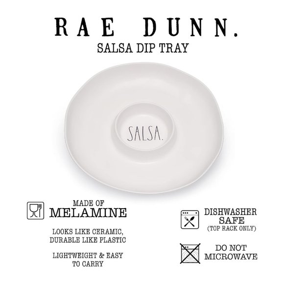 Rae Dunn | Dining | Rae Dunn Salsa And Chip Serving Bowl White Melamine ...